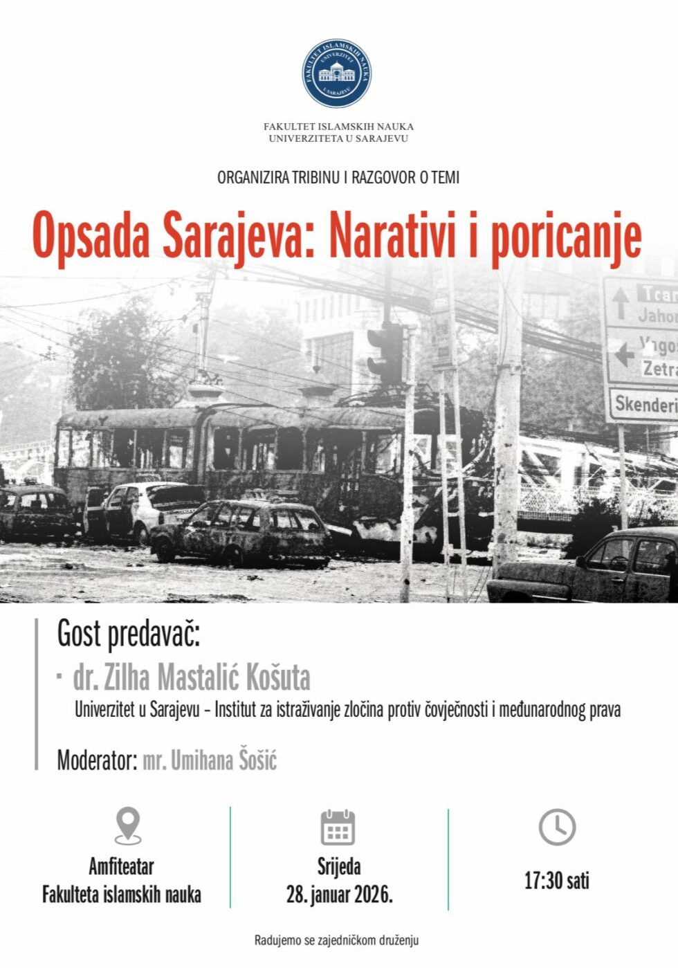 Poziv na tribinu UNSA FIN: Opsada Sarajeva: narativi i poricanje - FiN